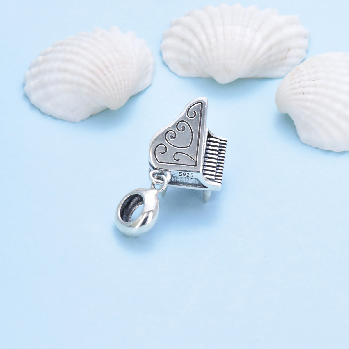 S925 pure silver bead DIY pendant piano