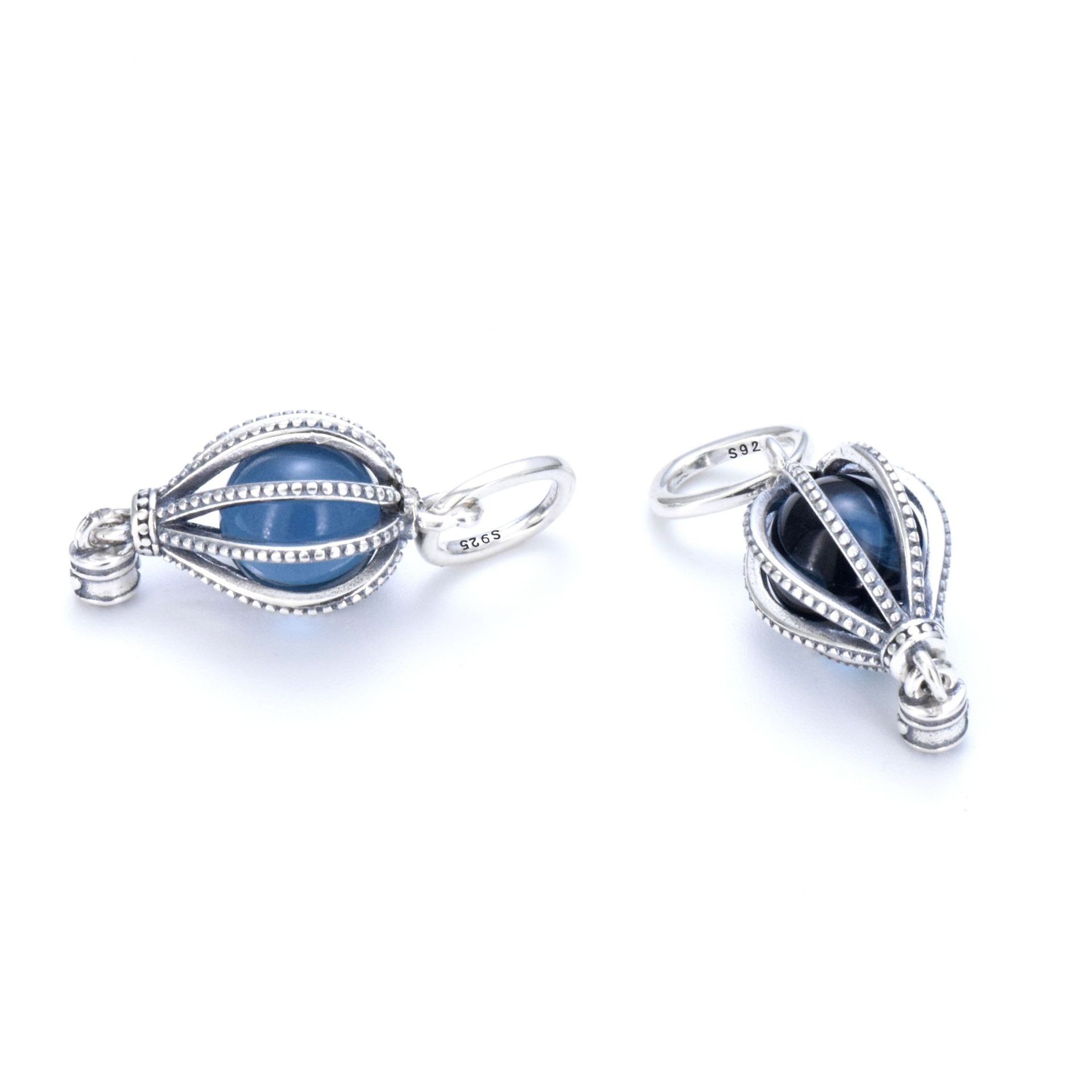 S925 sterling silver bead DIY pendant hot air balloon